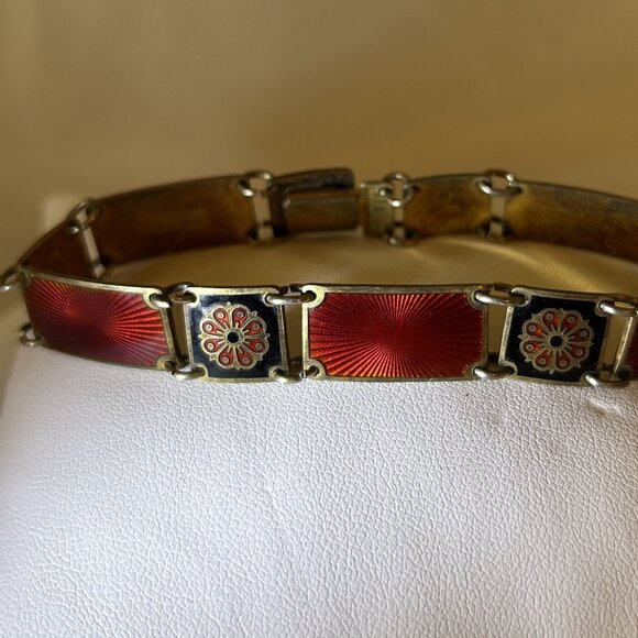 David-Andersen | Jewelry | Red Guilloche Enamel Sterling Bracelet ...